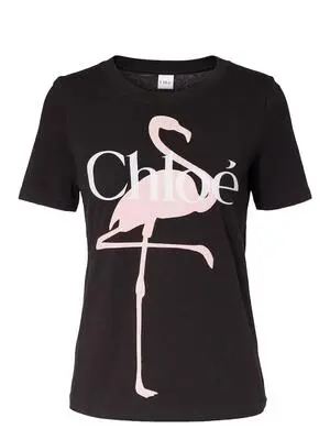 Chloé Logo Cotton Jersey T-shirt - Black