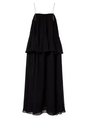 Chloé Embellished Open-back Silk Georgette Maxi Dress - Black