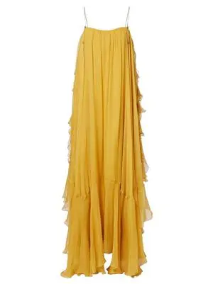 Chloé Ruffled Silk Muslin Gown - Yellow