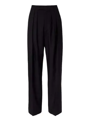 Chloé Pleated High-rise Wide-leg Pants - Black