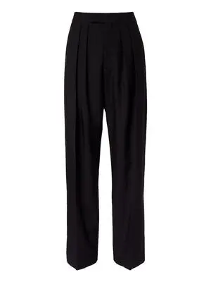 Chloé Pleated High-rise Wide-leg Pants - Black