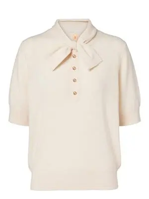 Jardin Des Orangers Bow-detailed Wool And Cashmere Sweater - White