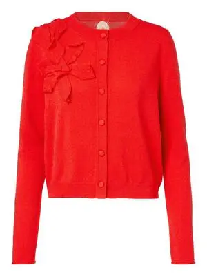 Jardin Des Orangers Floral-appliqué Wool And Cashmere Cardigan - Red
