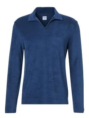 Fedeli Cotton Terry Polo Sweater - Blue