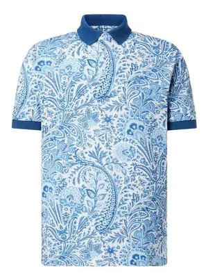 Etro Paisley Cotton Polo Shirt - Blue