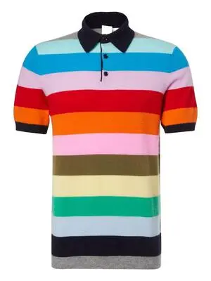 ALLUDE Striped Cashmere Polo Sweater - Multicoloured