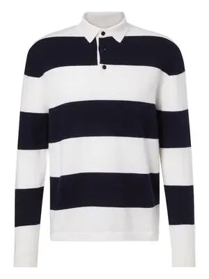 ALLUDE Striped Wool And Cashmere Polo Sweater - White