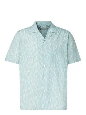 Canali Printed Cotton-blend Bowling Shirt - Green