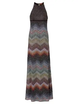 Missoni Zig Zag Halterneck Lamé Maxi Dress - Multicoloured