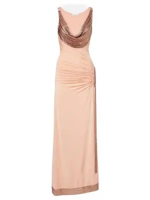 Rabanne Chainmail Satin Gathered Gown - Pink