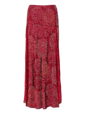Rabanne Embellished Maxi Skirt - Burgundy
