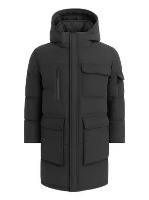 QUARTZ CO. Compass Hooded Recycled Down Winter Jacket Black