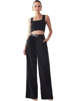 WILLA Rise Wide-leg Pants - Black
