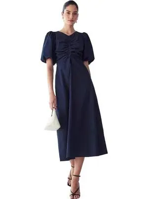 WILLA Shelly Midi Dress - Navy Blue