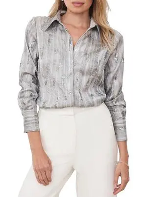 Mint Velvet Sequin-embellished Button-down Shirt - Grey