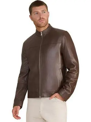 FURNIQ UK Otis Racer Leather Jacket - Brown