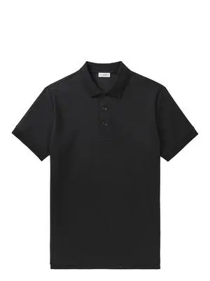 Burberry Ekd Logo-embroidered Cotton-piqué Polo Shirt - Black