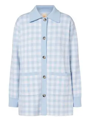 Jardin Des Orangers Gingham Wool And Cashmere Cardigan - Blue