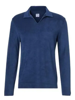 Fedeli Cotton Terry Polo Sweater - Blue