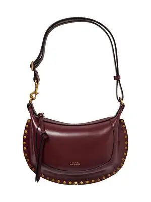 Isabel Marant Oskan Moon Studded Leather Shoulder Bag - Burgundy