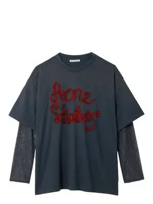 Acne Studios Tinsel-trimmed Layered T-shirt - Gray