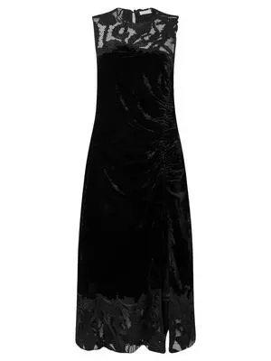 Ulla Johnson Rosaria Ruched Corded Lace-trimmed Velvet Maxi Dress - Black