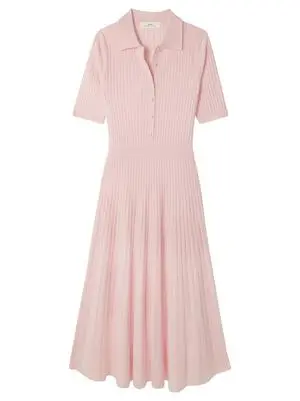 Arch4 Skylark Ribbed Organic Cashmere Midi Dress - Pink