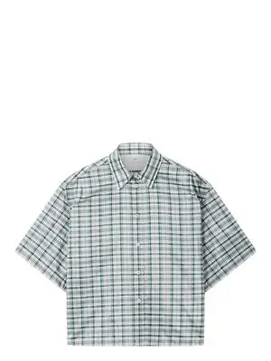 JIL SANDER Cropped Checked Silk-blend Shirt - Green