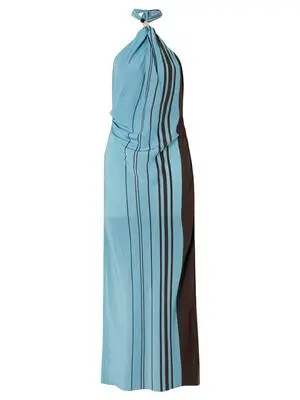 SIR. Rioja Striped Silk Halterneck Maxi Dress - Blue