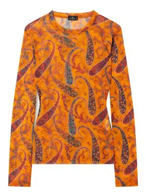 Etro Paisley-print Mesh Top - Orange