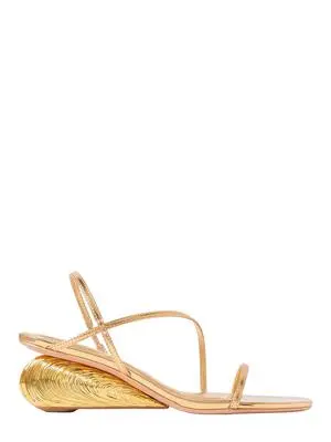 Simkhai Bridget Metallic Leather Wedge Sandals - Gold