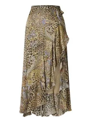 Etro Leopard And Paisley-print Silk-satin Midi Wrap Skirt - Animal Print