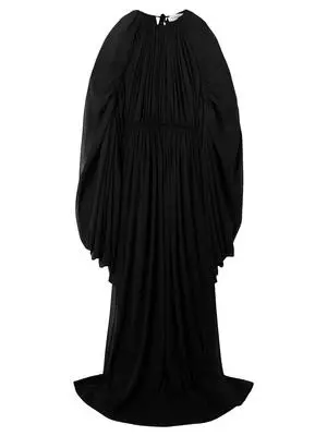 LANVIN Cape-Effect Gathered Silk-Chiffon Gown