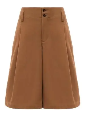 Chloé High-rise Wide-leg Bermuda Shorts - Mustard Brown