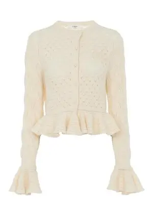 Chloé Silk, Alpaca & Cotton Pointelle Knit Cardigan - Iconic Milk