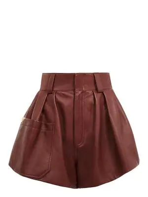 Chloé High-rise Nappa Leather Shorts - Faded Mahogany