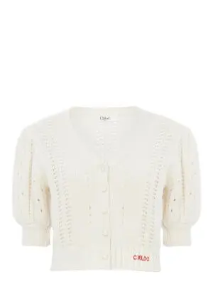 Chloé Wool & Cashmere Knit Puff-sleeve Cardigan - Iconic Milk