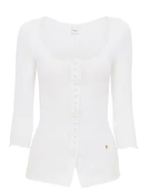 Chloé Fitted Cardigan With Lace Trim - White