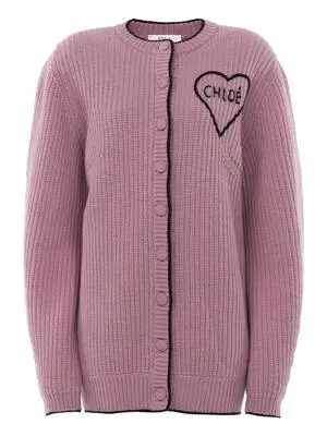 Chloé Ribbed Wool And Cashmere Cardigan - Misty Mauve