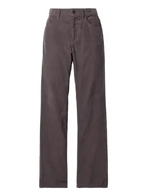 THE ROW Carlyl Cotton-corduroy Straight-leg Pants - Brown