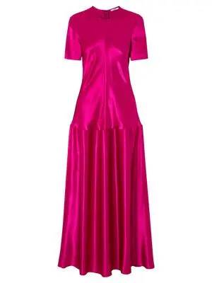 FFORME Clodia Pleated Textured-satin Maxi Dress - Pink