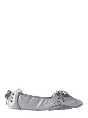 Acne Studios Bilaria Paneled Logo-print Satin Ballet Flats - Gray