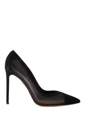 AQUAZZURA Studio 105 Mesh-paneled Suede Pumps - Black