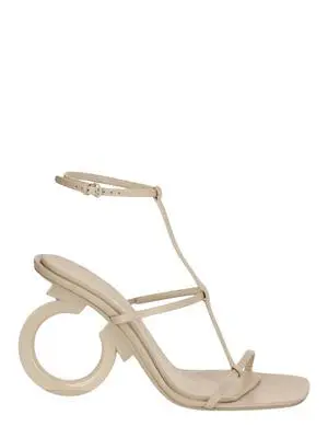 FERRAGAMO Elina X5 Gancini Logo Heels - Beige Khaki