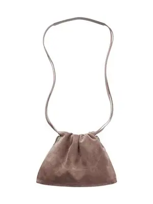 Brunello Cucinelli Bead-embellished Suede Shoulder Bag - Brown