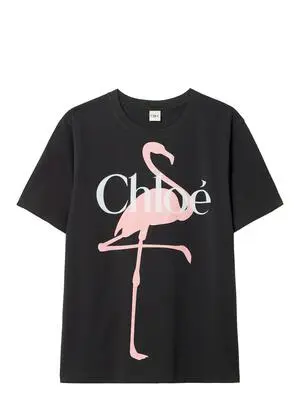 Chloé Printed Organic Cotton-jersey T-shirt - Black