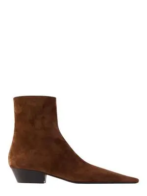 Saint Laurent Jill Suede Ankle Boots - Brown