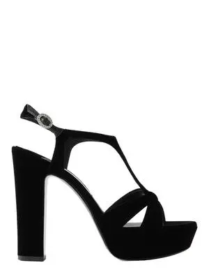 JIMMY CHOO Kesia 120 Crystal-Embellished Velvet Platform Sandals Black