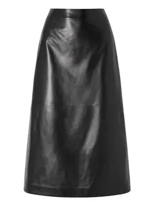 Veronica De Piante Gisele Paneled Leather Midi Skirt - Black