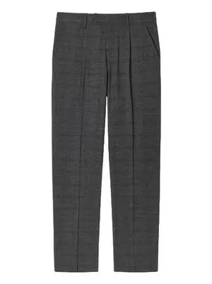 Paul Smith Textured-cotton Check Pleated Trousers - Black